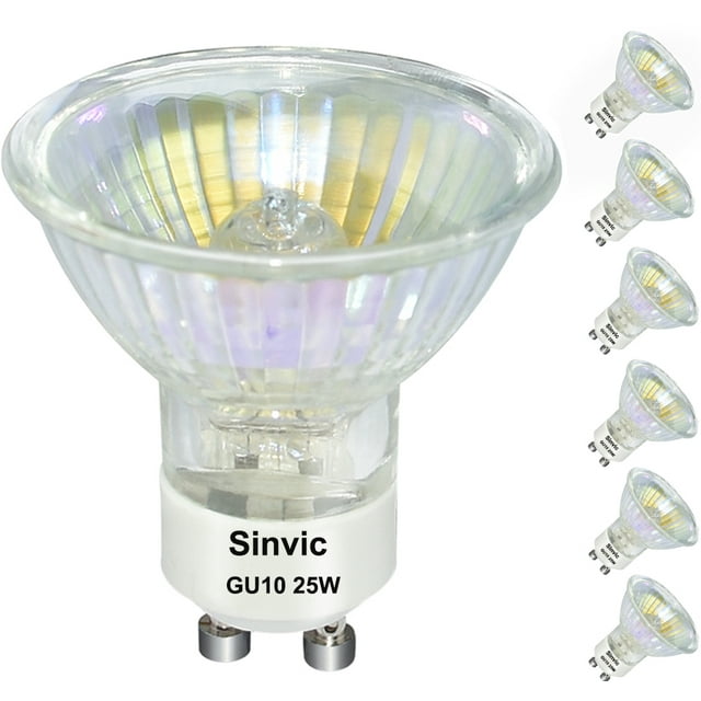 GU10 Halogen 25W Bulbs, 6 Pack GU10+C 120V 25W with 2800k Warm White ...