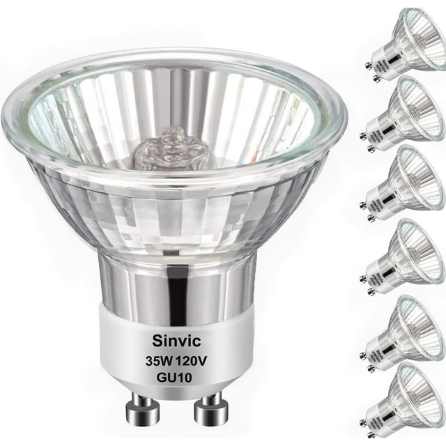 GU10 Halogen 35W Bulbs, 6 pack GU10+C 120V 35W with 2800k Warm White ...