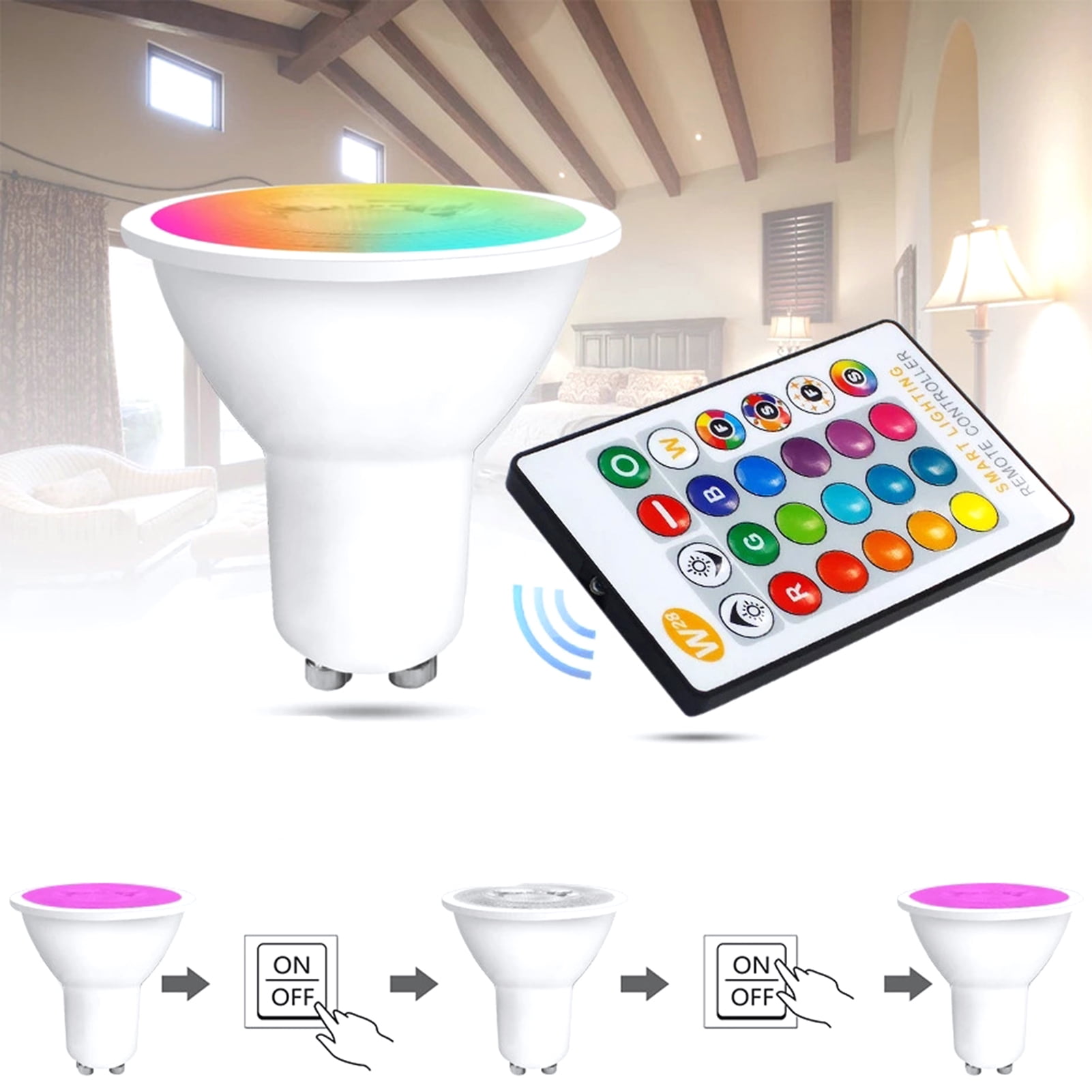 GU10 LED Growing Lamp High Brightness Adjustable RGB Light Effect Smart ...