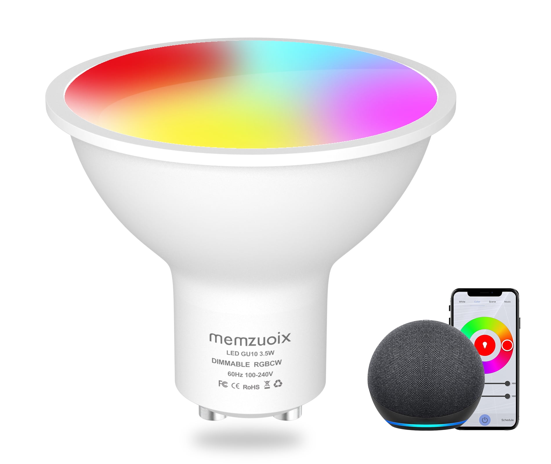 GU10 Smart Bulbs, Color Changing 3.5W LED Track Light Bulbs with Music ...