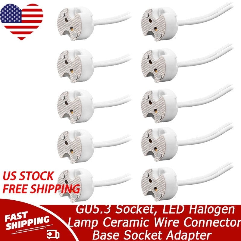 GU5.3 Socket, LED Halogen Lamp Ceramic Wire Connector Base Socket ...