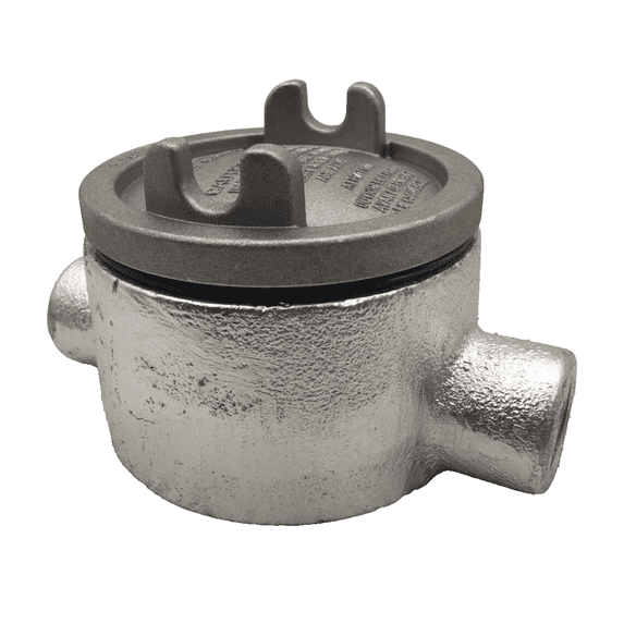 GUAC50 SEPCO FEED THROUGH ROUND CONDUIT OUTLET BOX WITH COVER AND 1/2 ...