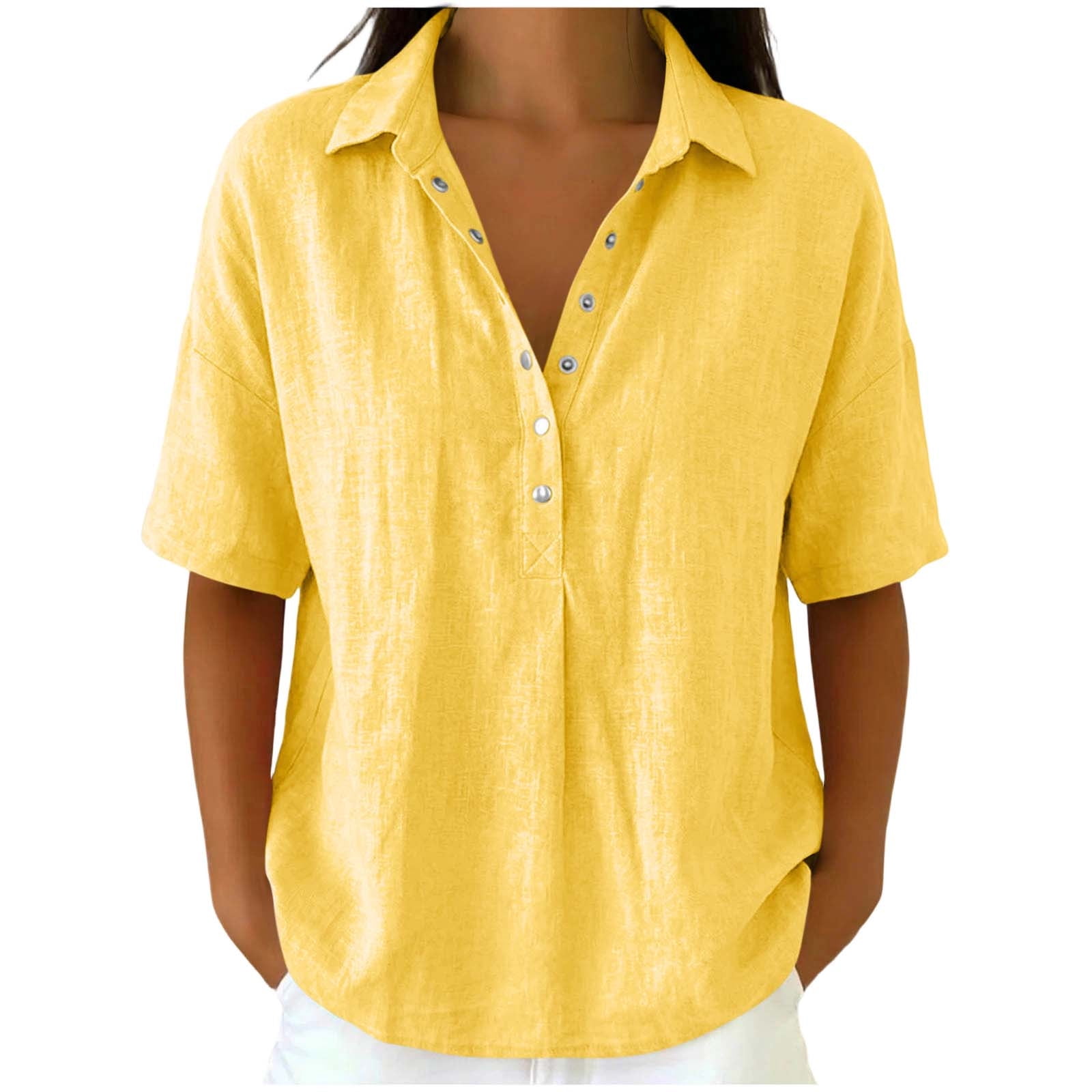 GUACER Collared Shirts for Women V Neck Button Down Blouses Casual ...