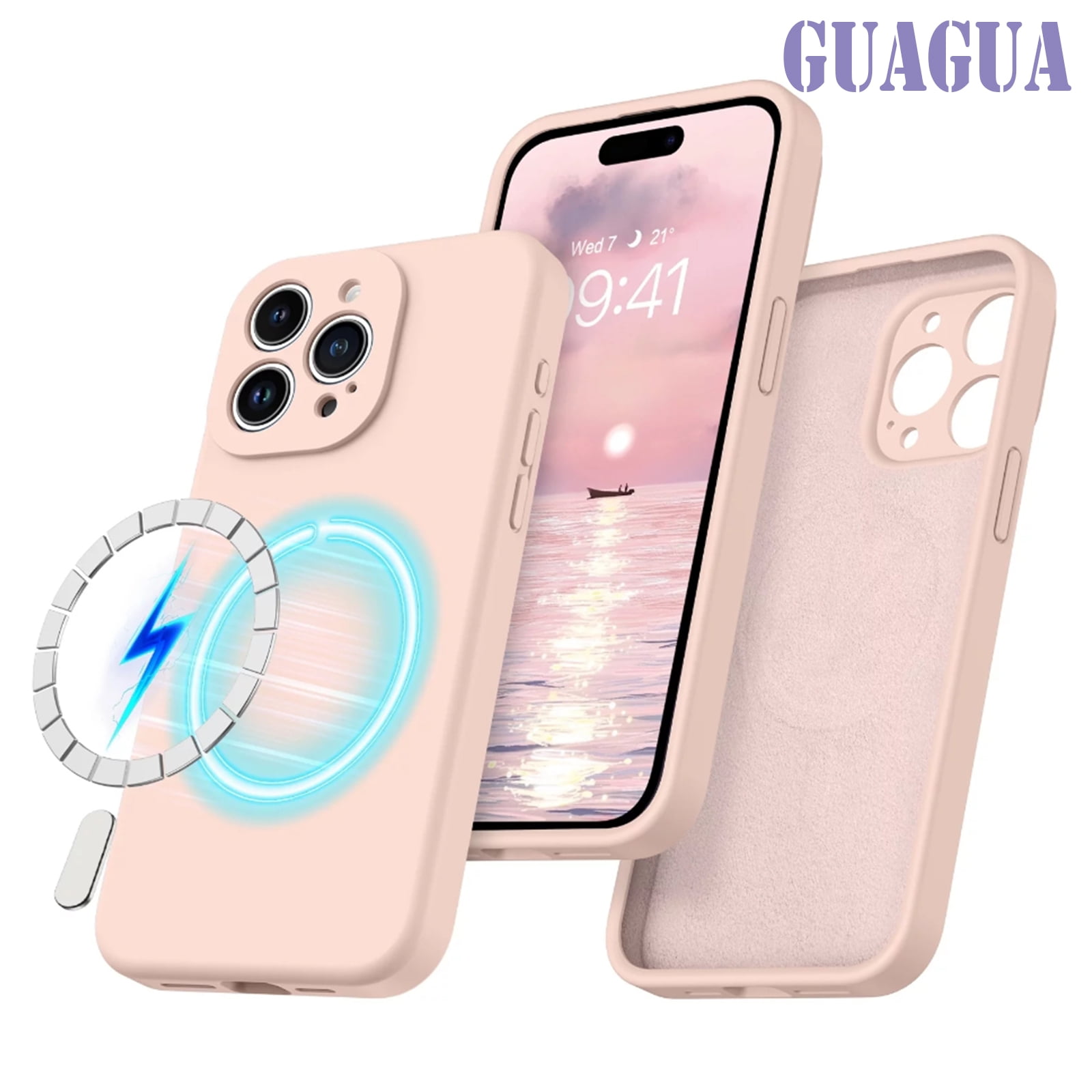 GUAGUA iPhone 15 Pro Max Case Compatible with Magsafe, Liquid Silicone ...