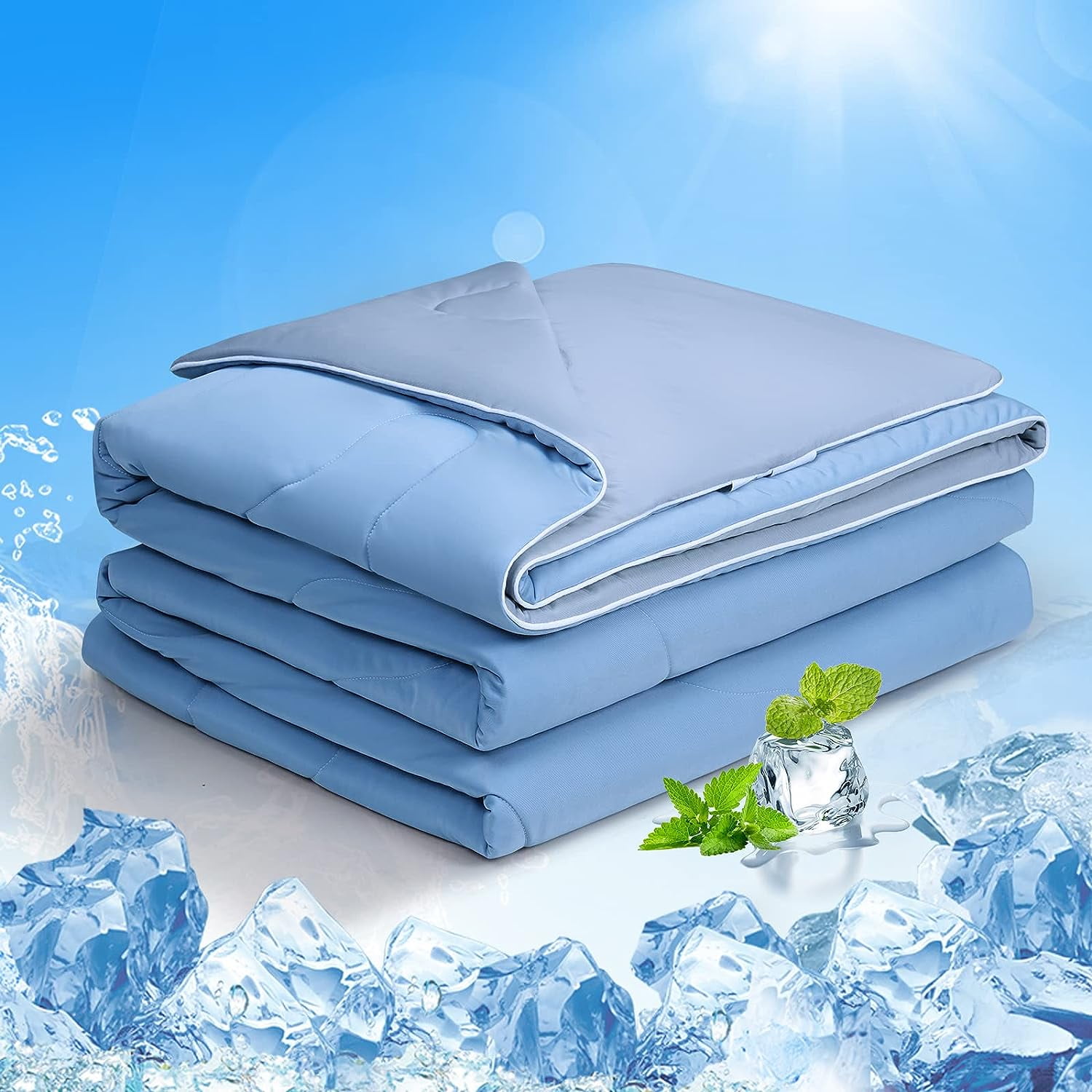 GUAIPOU Cooling Comforter Queen, Cold Touch Fabric Absorbs Body Heat ...