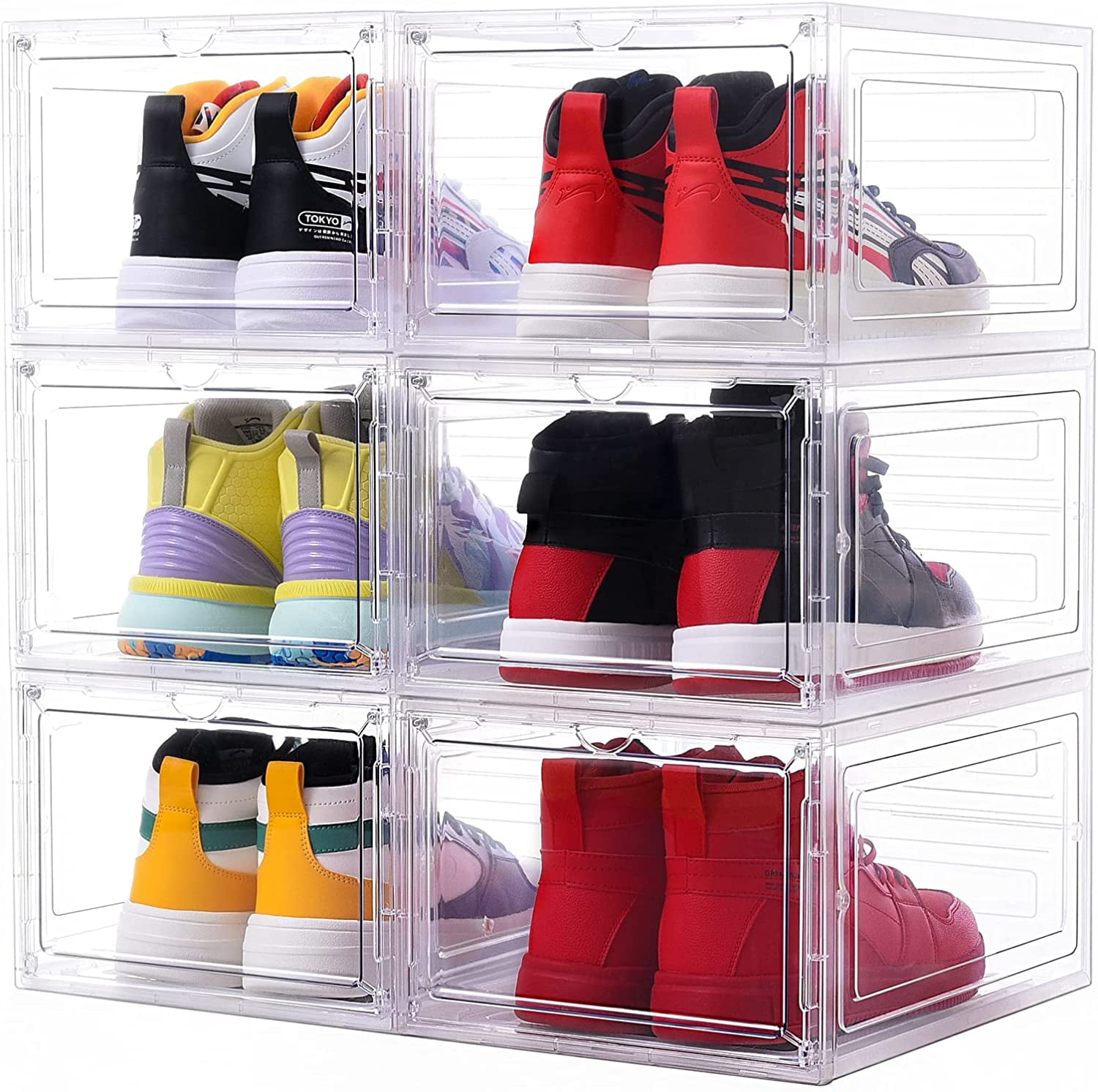 GUAIPOU Large Clear Shoe Boxes Stackable,8 Pack Shoe Storage Boxes ...
