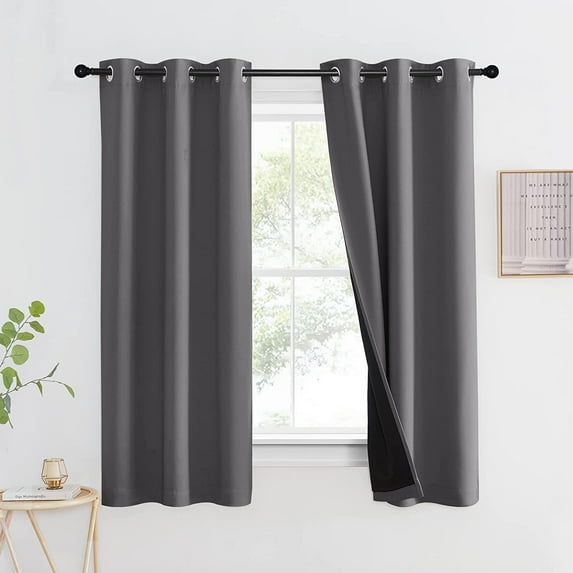 GUAJDE-100% Blackout Curtain with Black Liner, Thermal Insulated Full ...