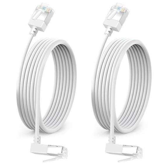 GUAJDE-2Pack 90° Downward Angled Cat 6A Ethernet Ultra Slim Cable 1.6 ...