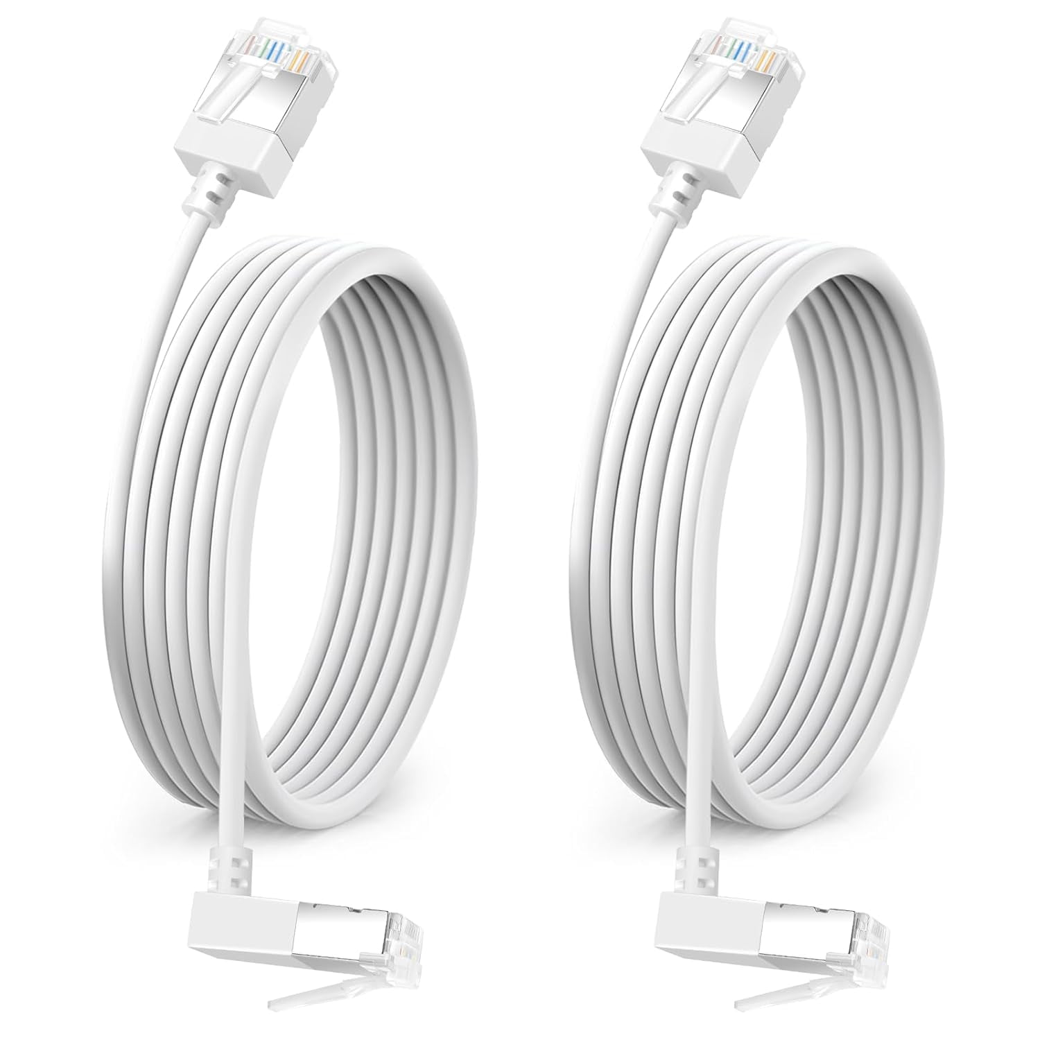 GUAJDE-2Pack 90° Downward Angled Cat 6A Ethernet Ultra Slim Cable 15 ...