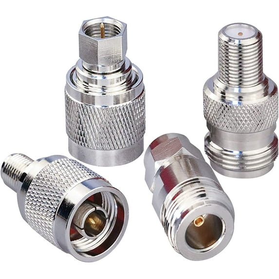 GUAJDE-4 Type Set N to F Coax Adapter Kit F-Type Female to N-Type Male ...