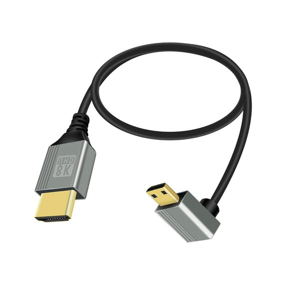 GUAJDE-8K Mini HDMI Adapter Cable, 90 Degree Down Angle, 50cm, 8K@60Hz ...
