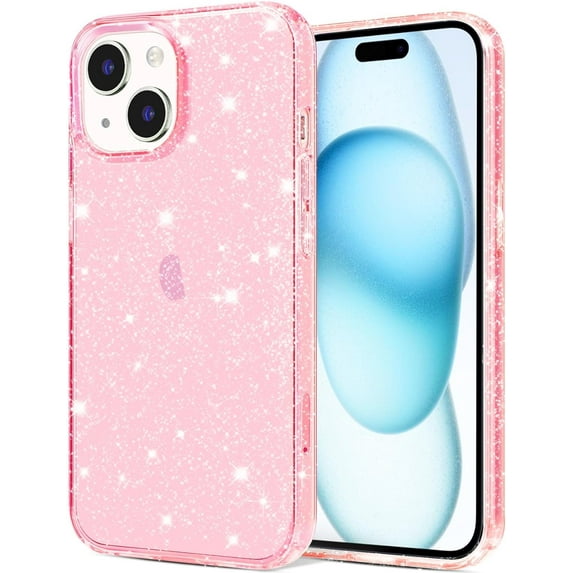 GUAJDE-Compatible with iPhone 15 Case Glitter, Clear Transparent Soft ...