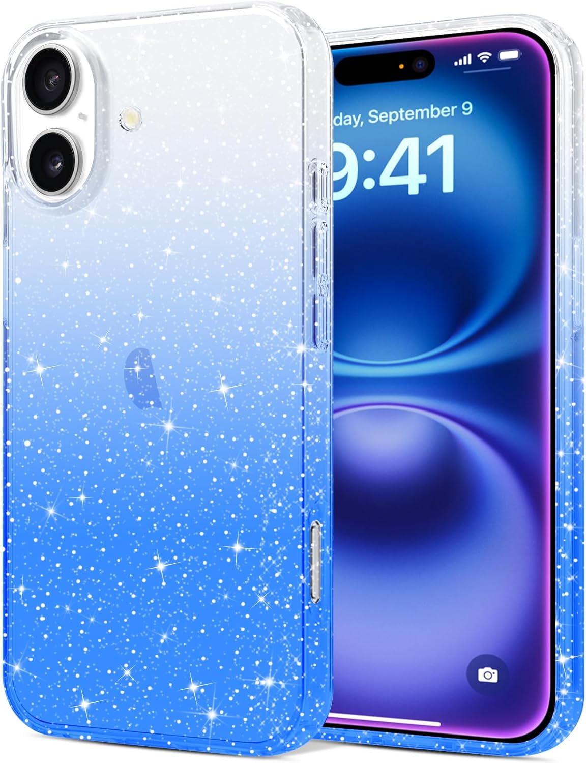 GUAJDE-Compatible with iPhone 16 Plus Case Clear Glitter, Sparkle Soft ...