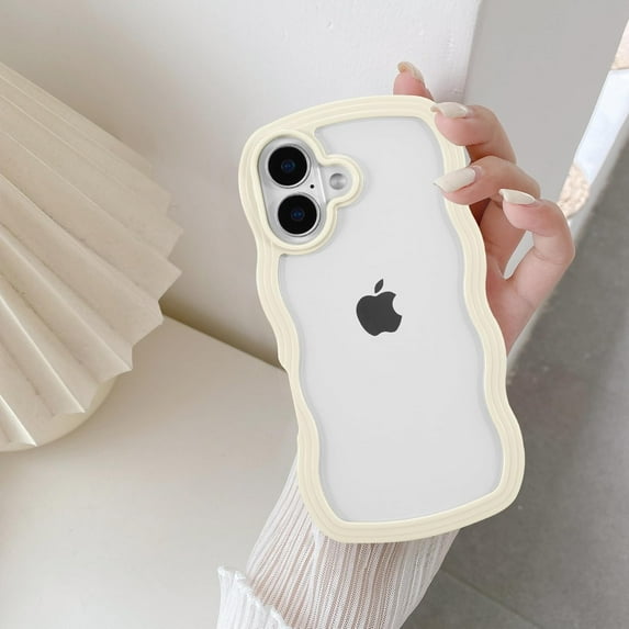 GUAJDE-Compatible with iPhone 17 Case, Cute Curly Wave Frame Clear Case ...