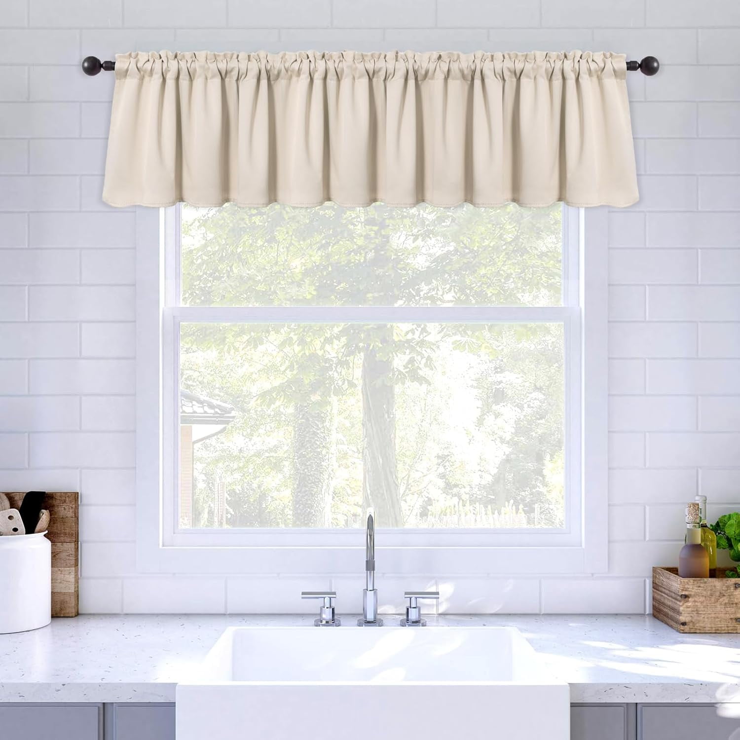 GUAJDE-Cream Beige Window Valance for Bedroom Kitchen Bathroom Living ...