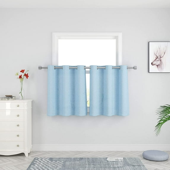 GUAJDE-Curtains Short Over Sink Sky Blue Kitchen Tiers 30 inches Long ...