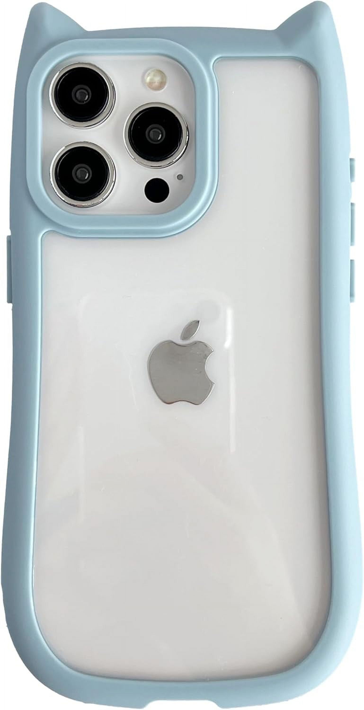 GUAJDE-Cute Cat Ears Clear Phone Case Compatible with iPhone Case (Blue ...