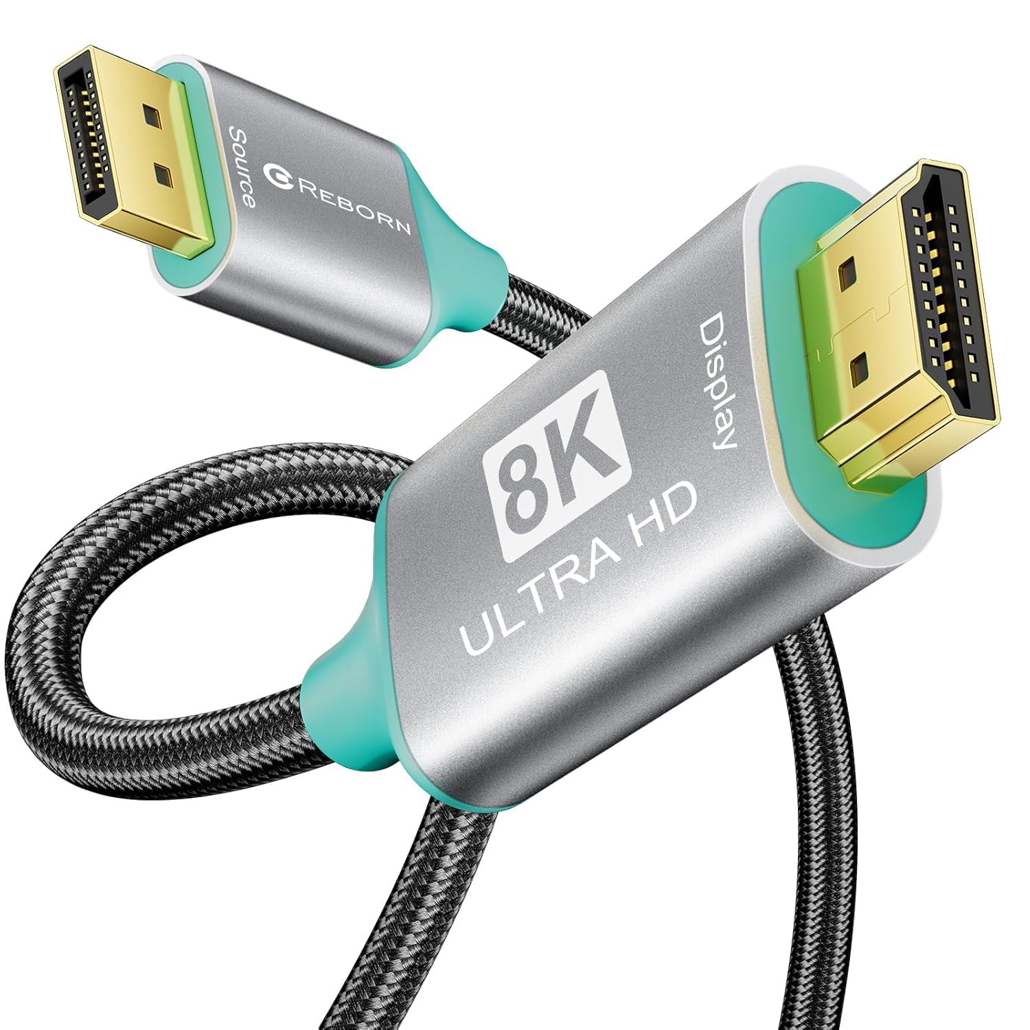 GUAJDE-DisplayPort to HDMI 8K Cable 10FT【8K@60Hz 4K@144/120Hz】 Uni ...