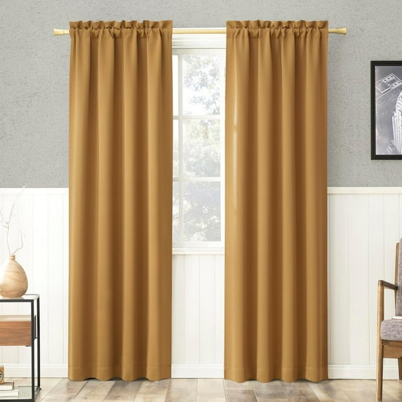 GUAJDE-Easton Energy Saving Blackout Rod Pocket Curtain Panel, Gold, 40 ...