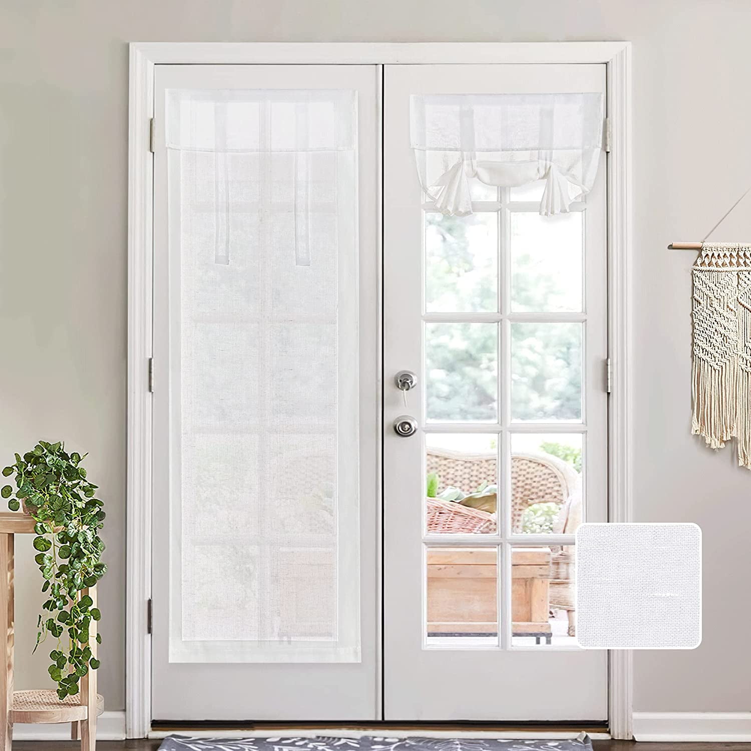 GUAJDE-French Door Curtain - Tricia Front Curtain Linen Textured Sheer ...