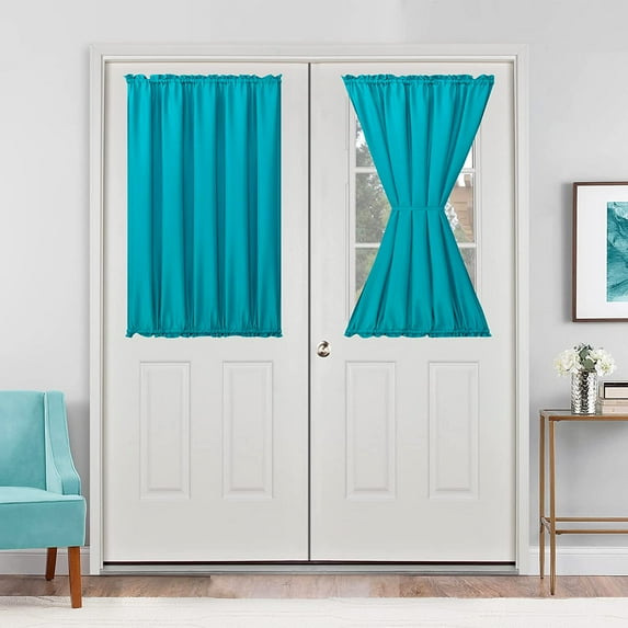 GUAJDE-French Door Curtains Privacy, Rod Pocket Semi Sheer Front ...