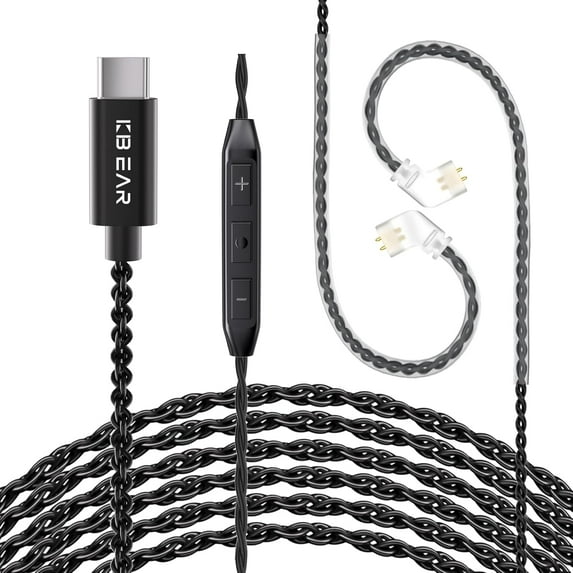 GUAJDE-KZ ZS10 Pro IEM Cable, 2 Meter Type-C USB C Earbuds Cable, KBEAR ...