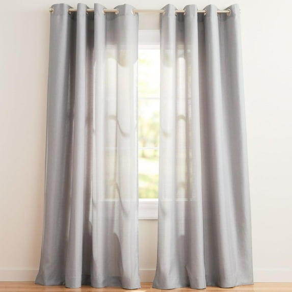 GUAJDE-Loha Linen Grommet Top Curtain Panel Pair, 54"x108", Dove Grey ...
