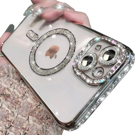 GUAJDE-Magnetic Clear Glitter Case for iPhone 15 Plus,[Compatible with ...