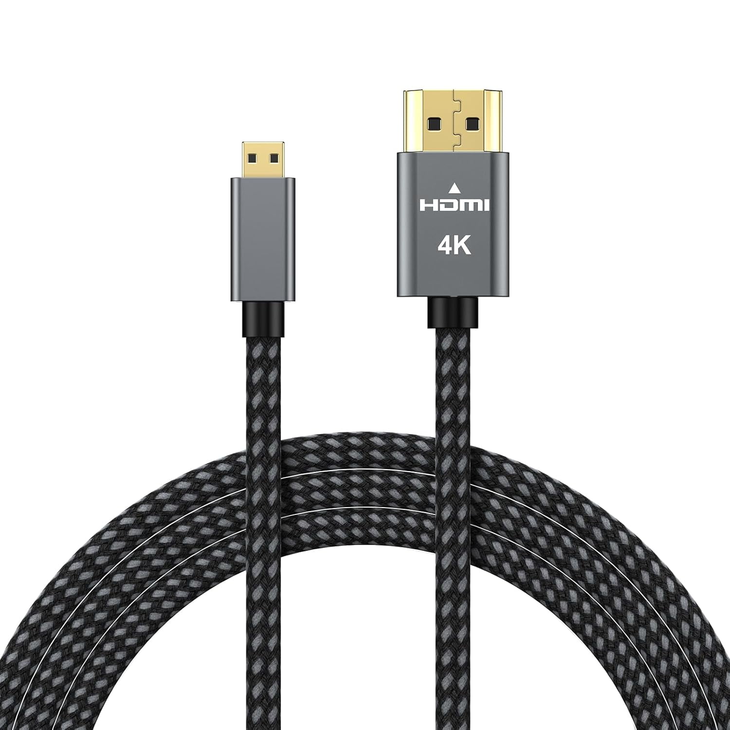 GUAJDE-Micro HDMI to Standard HDMI HD Video Braided Cable 4K for Camera ...