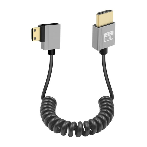 GUAJDE-Mini HDMI to HDMI Coiled Cable, Ultra Thin Mini HDMI Cable Short ...