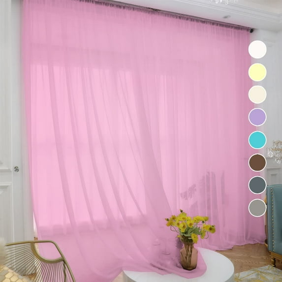 GUAJDE-Pink Sheer Curtains 72 Inches Long 2 Panels,Rod Pocket Voile ...