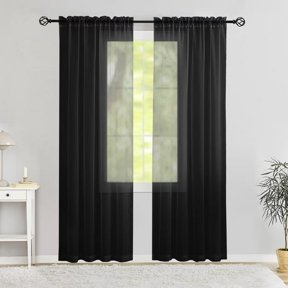 GUAJDE-Semi Voile Sheer Curtains 84 Inches Long 2 Panels Rod Pocket ...