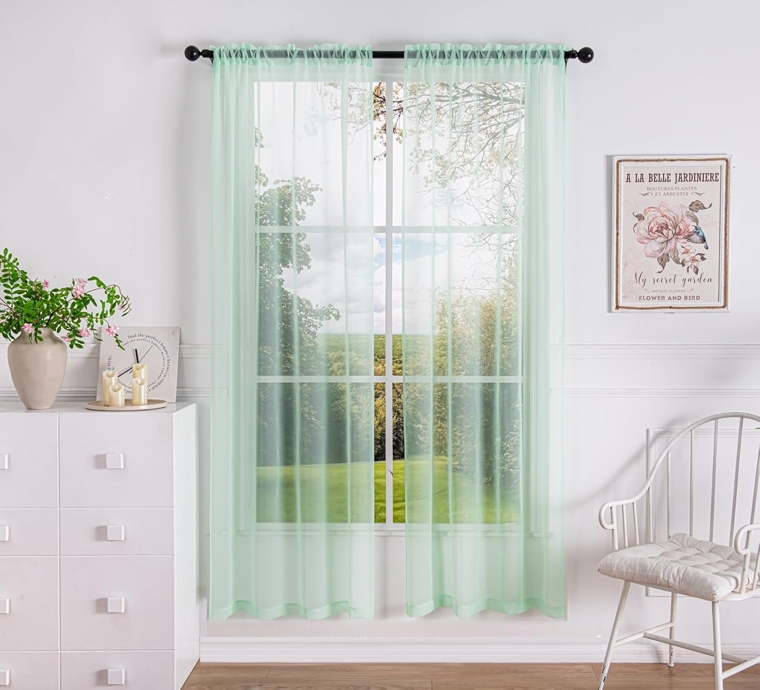 GUAJDE-Sheer Curtains 95 Inches Long,Window Drapery Rod Pocket Light ...