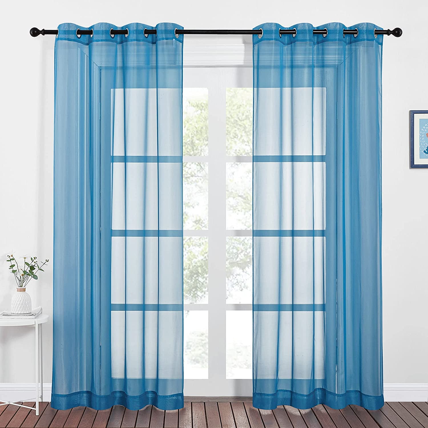 GUAJDE-Sheer Curtains for Bedroom Windows 84 inch Length, Grommet ...