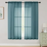 GUAJDE-Sheer Dusty Blue Curtains for Bedroom Living Room 63 Inch Length ...