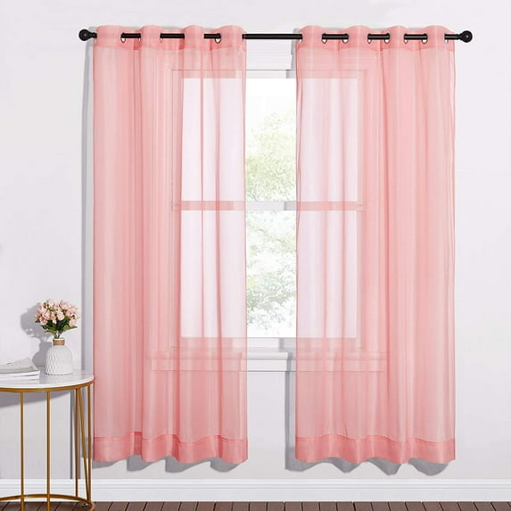 GUAJDE-Sheer Textured Voile Curtains - Ring Top Soft Sheer Vertical ...