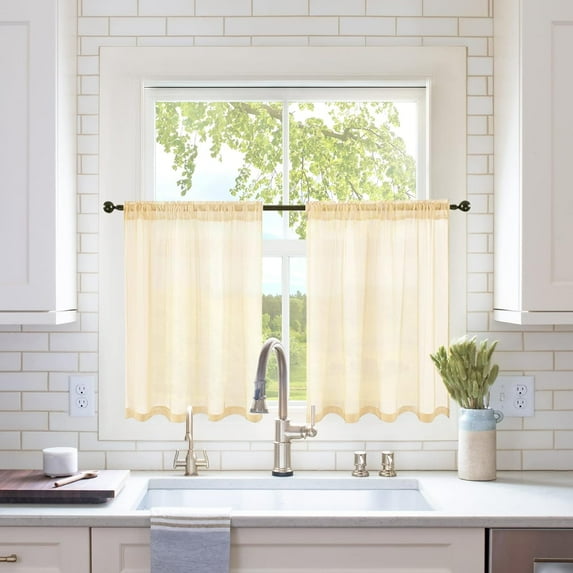 GUAJDE-Short Sheer Curtains 30 Inch Length for Kitchen Bathroom Cafe ...