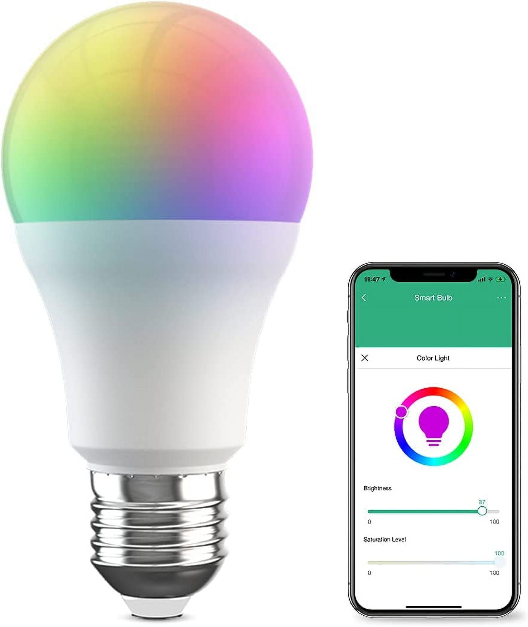 GUAJDE-Smart Bulb, 10W RGB Dimmable Wi-Fi LED Smart Light Bulbs Color ...