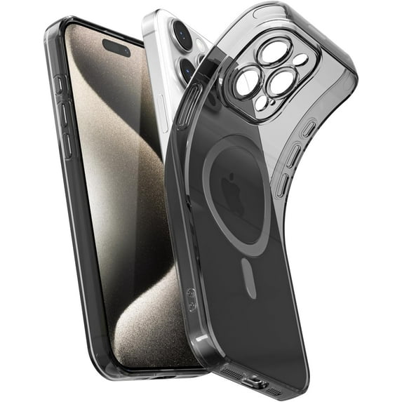 GUAJDE-Soft Clear Case for iPhone 15 Pro Max Case Slim Magnetic ...