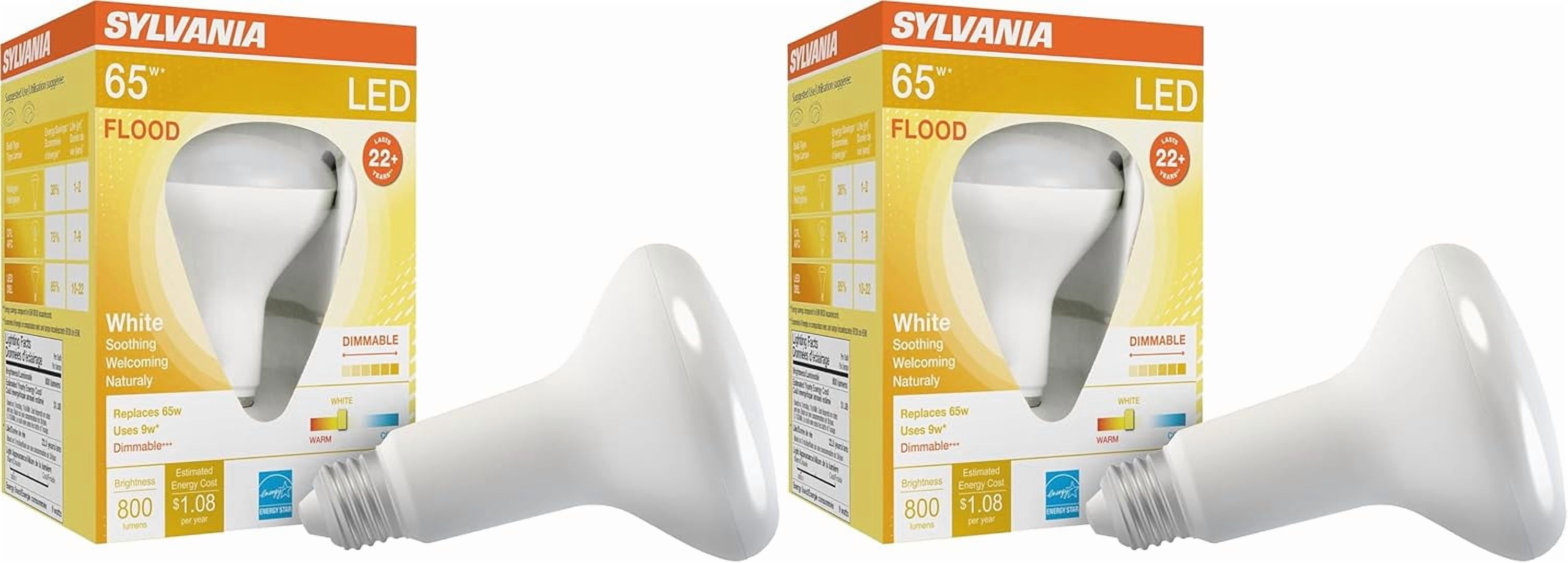 GUAJDE-Sylvania Flood BR30 LED Light Bulb, 65W : 9W, Dimmable, 22 Year ...