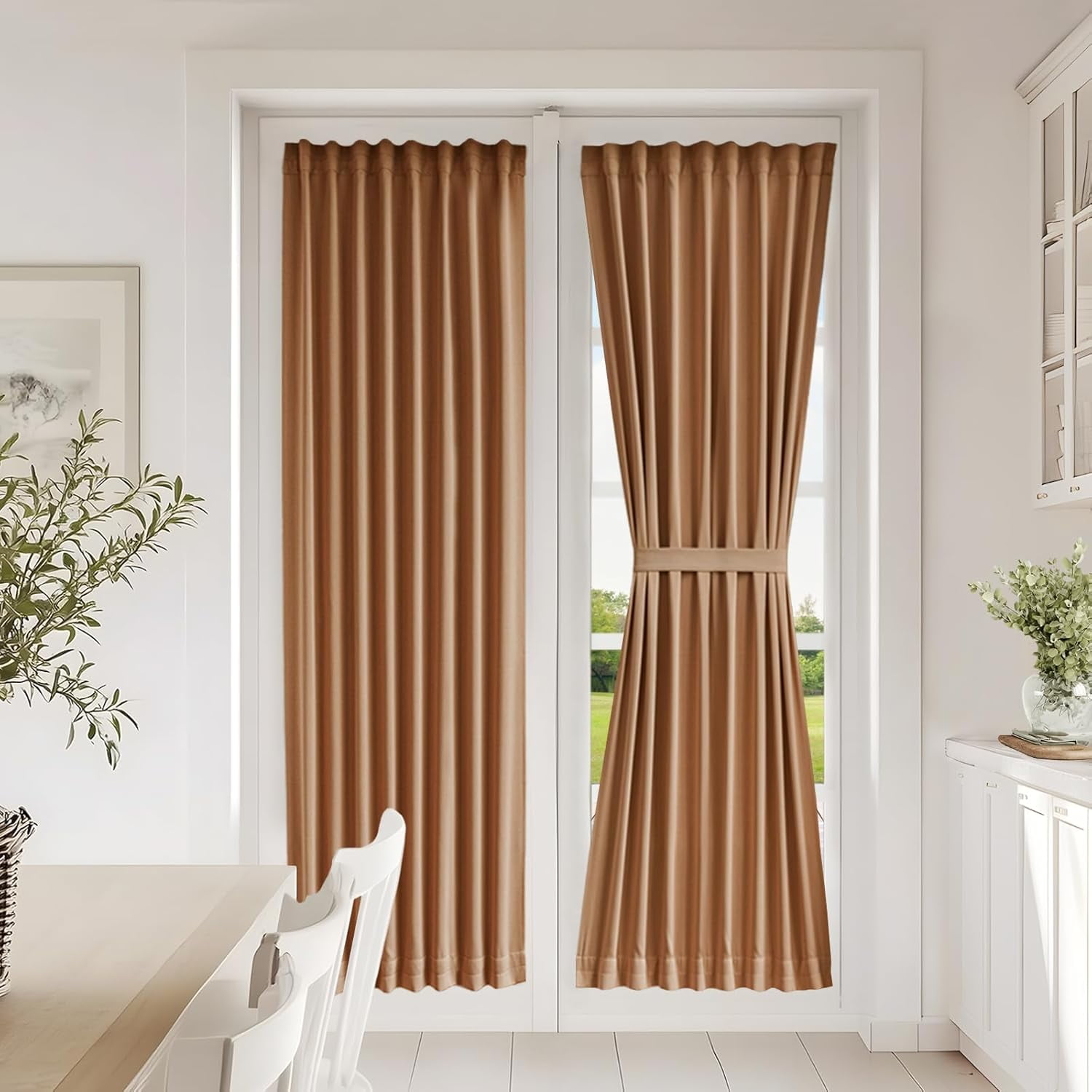 GUAJDE-Terracotta French Door Curtains 72 Inch Length for Patio Door ...