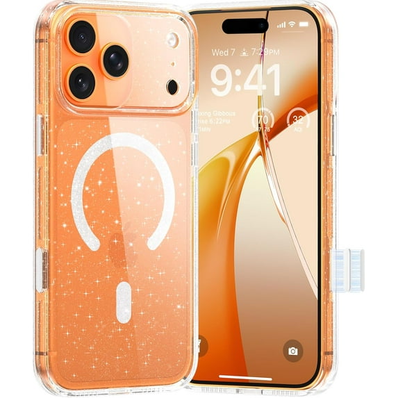 GUAJDE-Transparent Glitter Magnetic Case for iPhone 17 Pro Max with ...