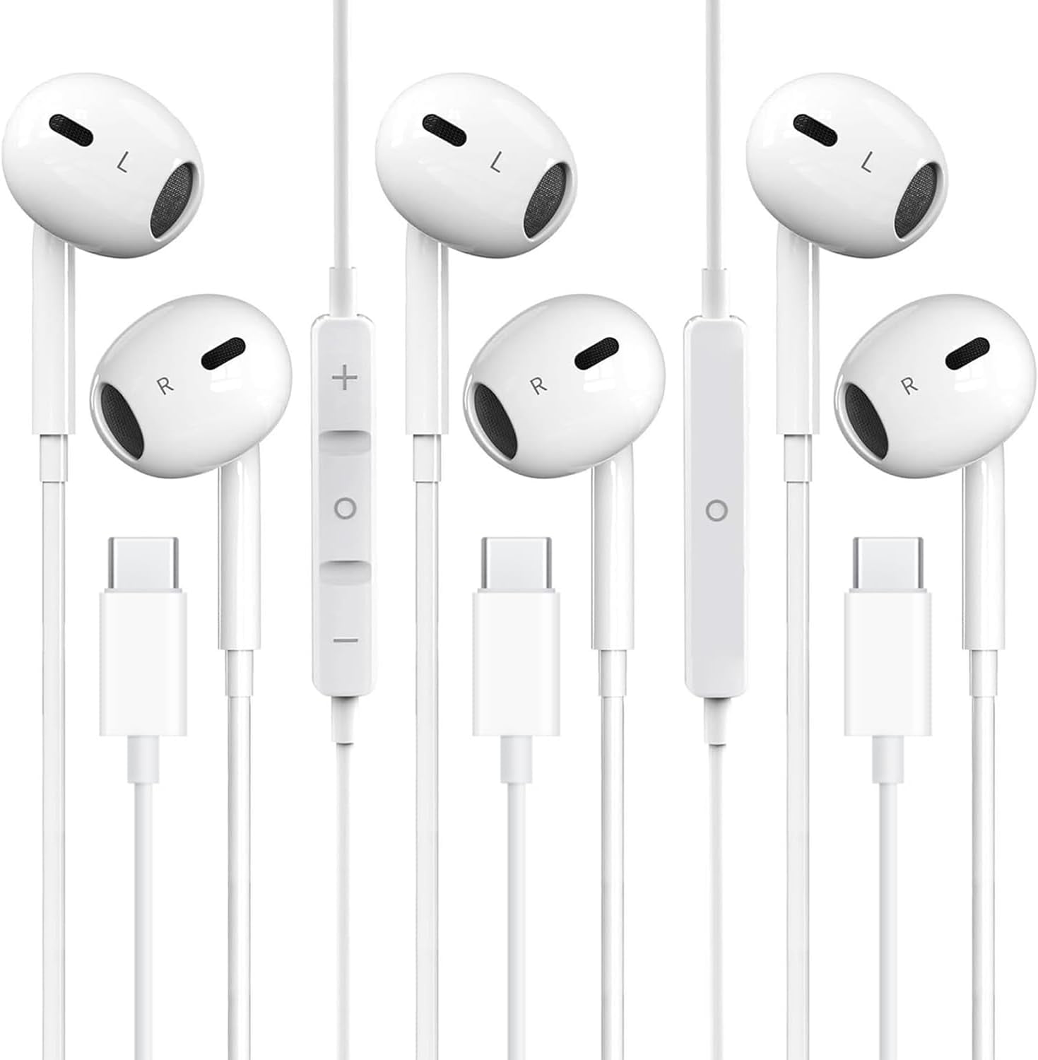 GUAJDE-USB C Headphones for iPhone 17 16 15, for iPad Pro 【3 Pack】 Type ...