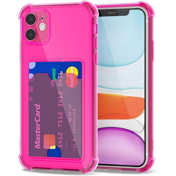 GUAJDE-for iPhone 11 Wallet Case with Card Holder, Cute Girly Clear ...