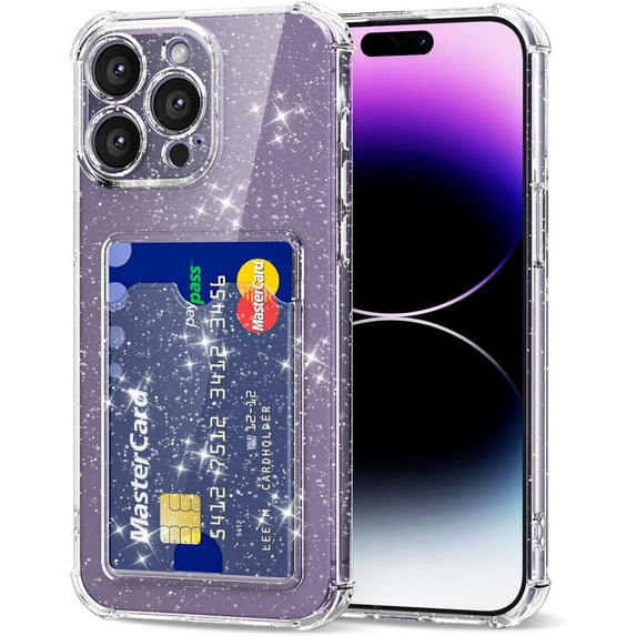 GUAJDE-for iPhone 14 Pro Max Wallet Case with Card Holder, Clear ...