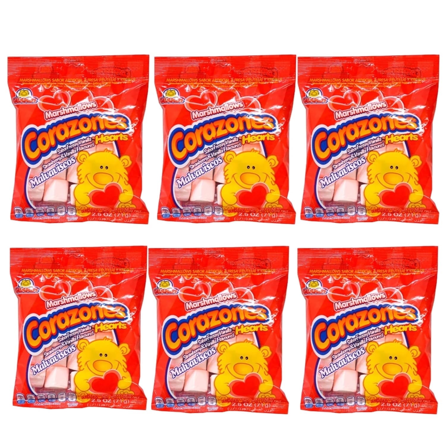 GUANDY Hearts Marshmallows, Vanilla strawberry Flavor, 6 x 2.5 Oz ...