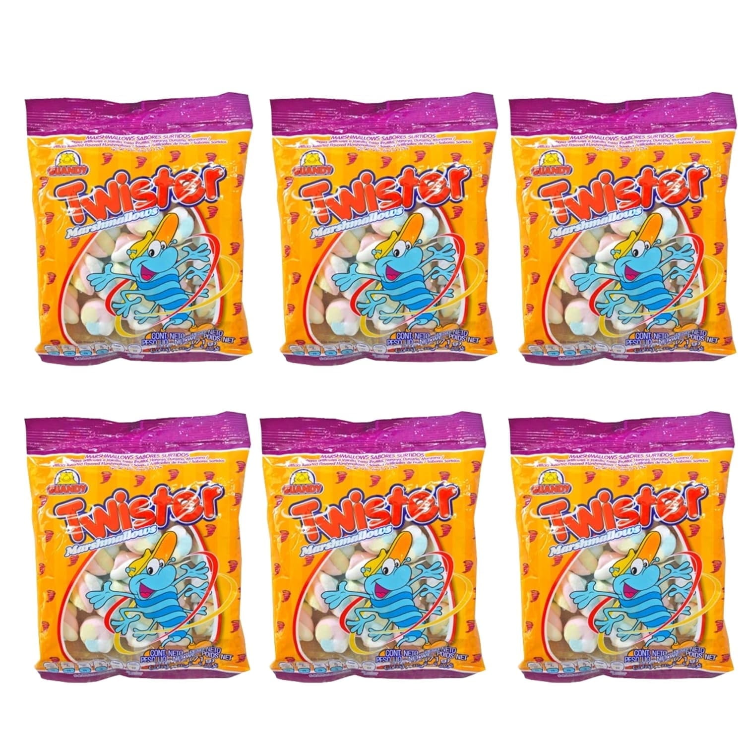 GUANDY Twister Marshmallows, Fruity Flavor, 6 x 2.5 Oz., Convenient ...