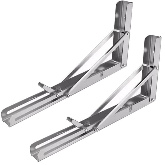 Folding Shelf Brackets 10", Max Load: 330lb Heavy Duty Stainless Steel ...