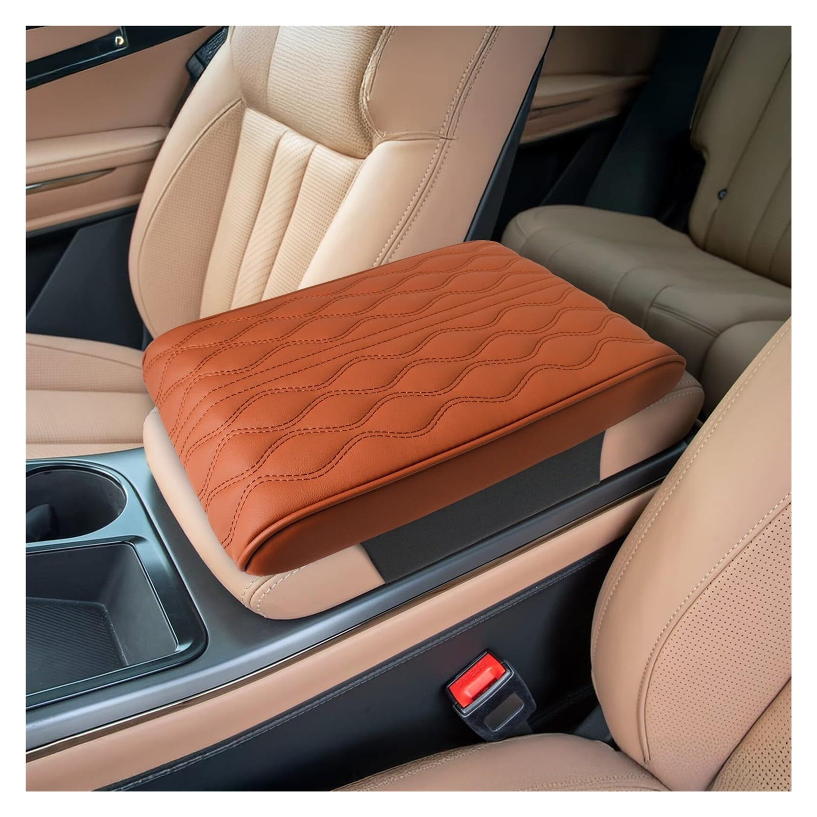 GUANGHUI Car Center Console Cover-Armrest Box Mat,Memory Foam Leather ...