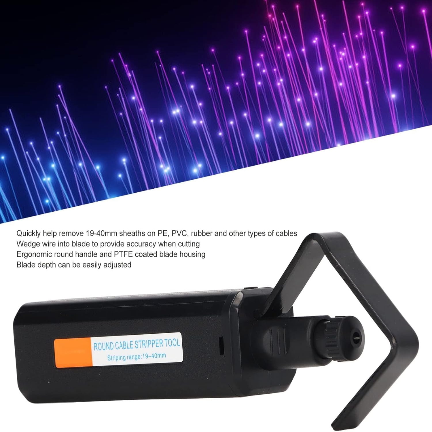 GUANGZWTLI Ergonomic Portable Cable Jacket Stripper Tool for 19-40mm ...